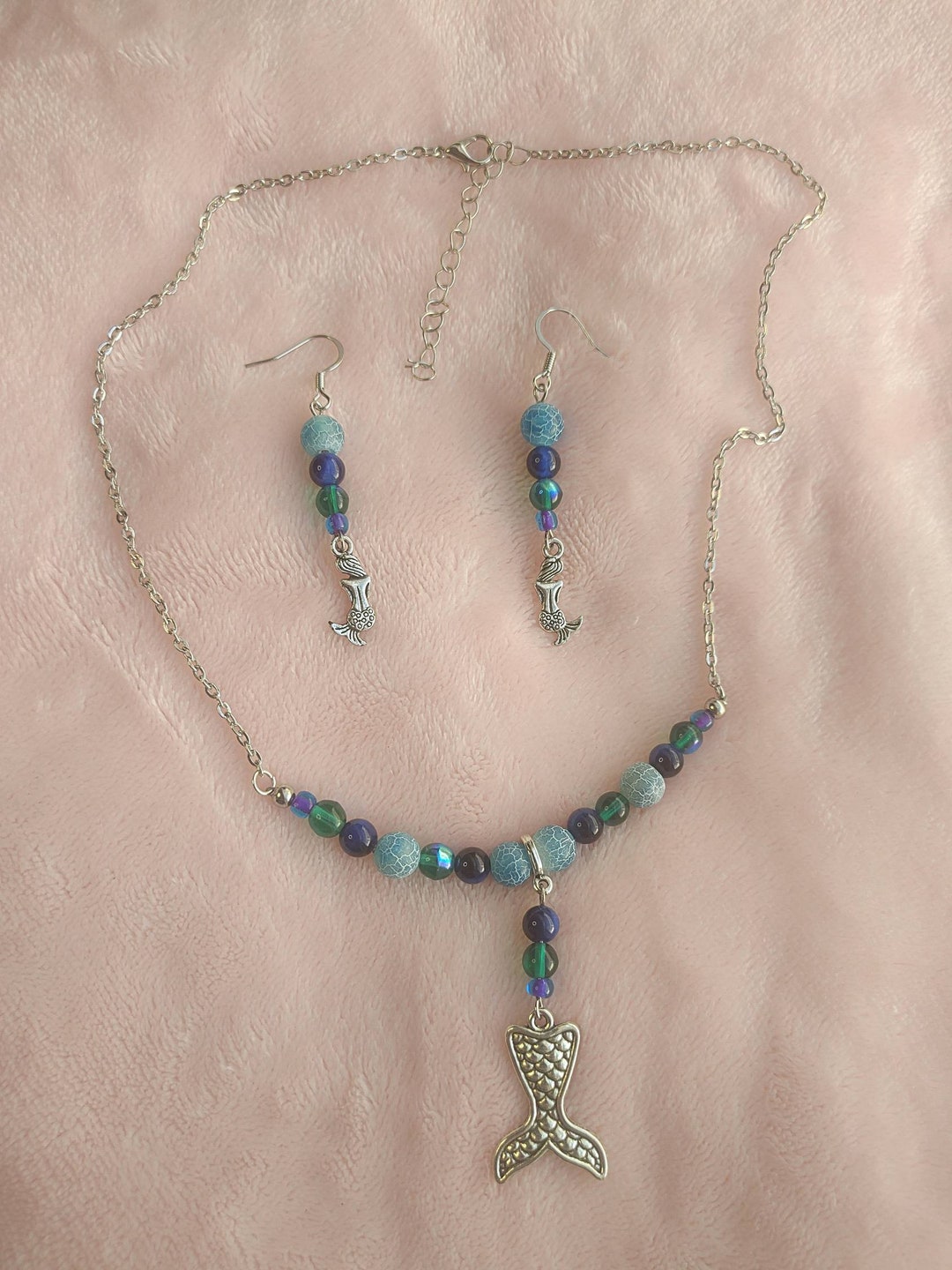 Mermaid Under the Sea Necklace and Earrings Set - Mermaid Jewelry Set ...