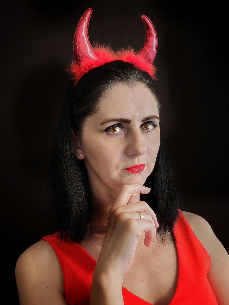 Red Devil Horns Headband Halloween Costume Demon Horns Etsy
