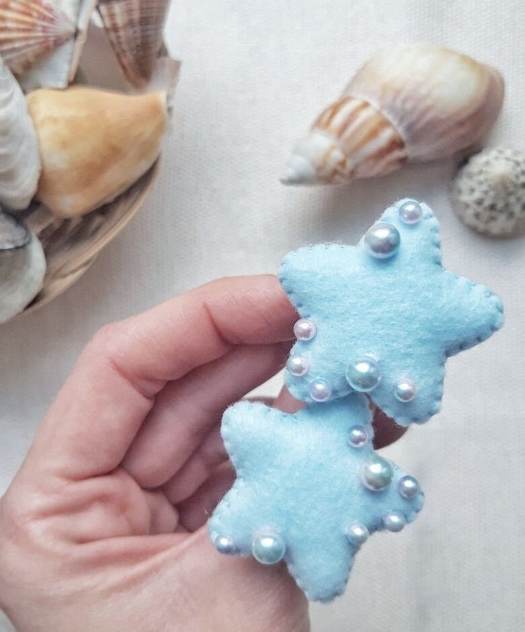 Blue Pink Starfish Hair Clips, Mermaid Starfish Beach Hair, Nautical ...