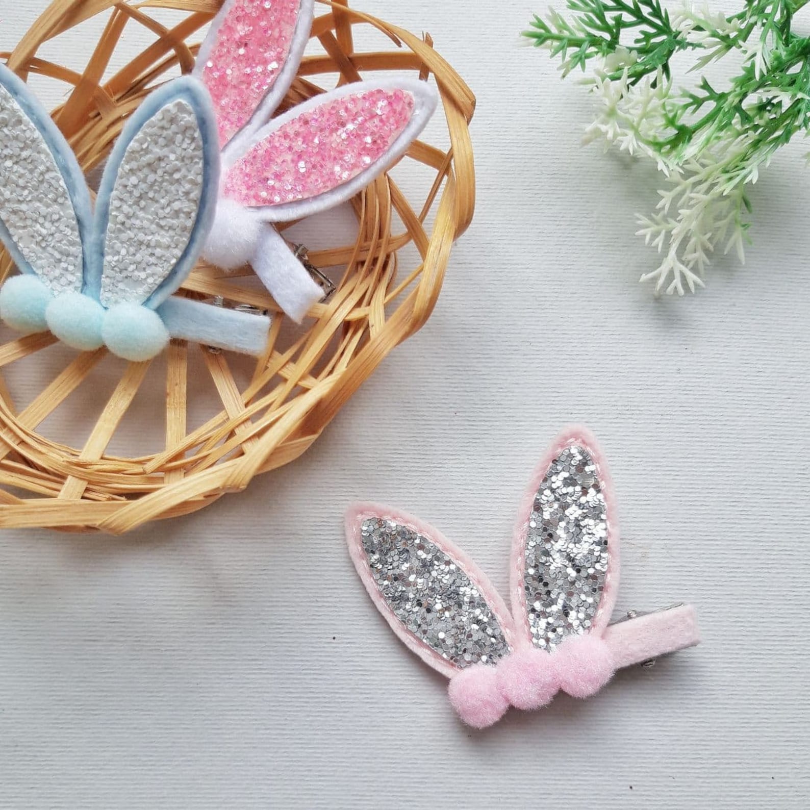 SET 2 Bunny Ears Hair Clips, Easter Bunny Hair Bow, Easter Hair Clips ...