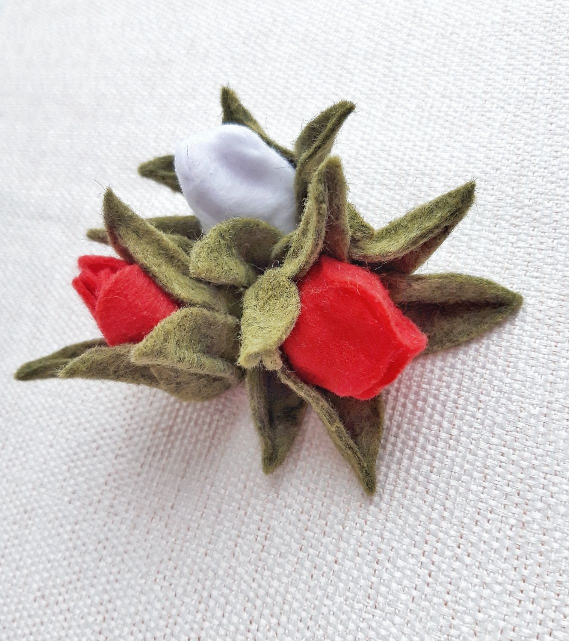Pink and White Red Felt Tulips Hair Clips, Girls Spring Hair ...
