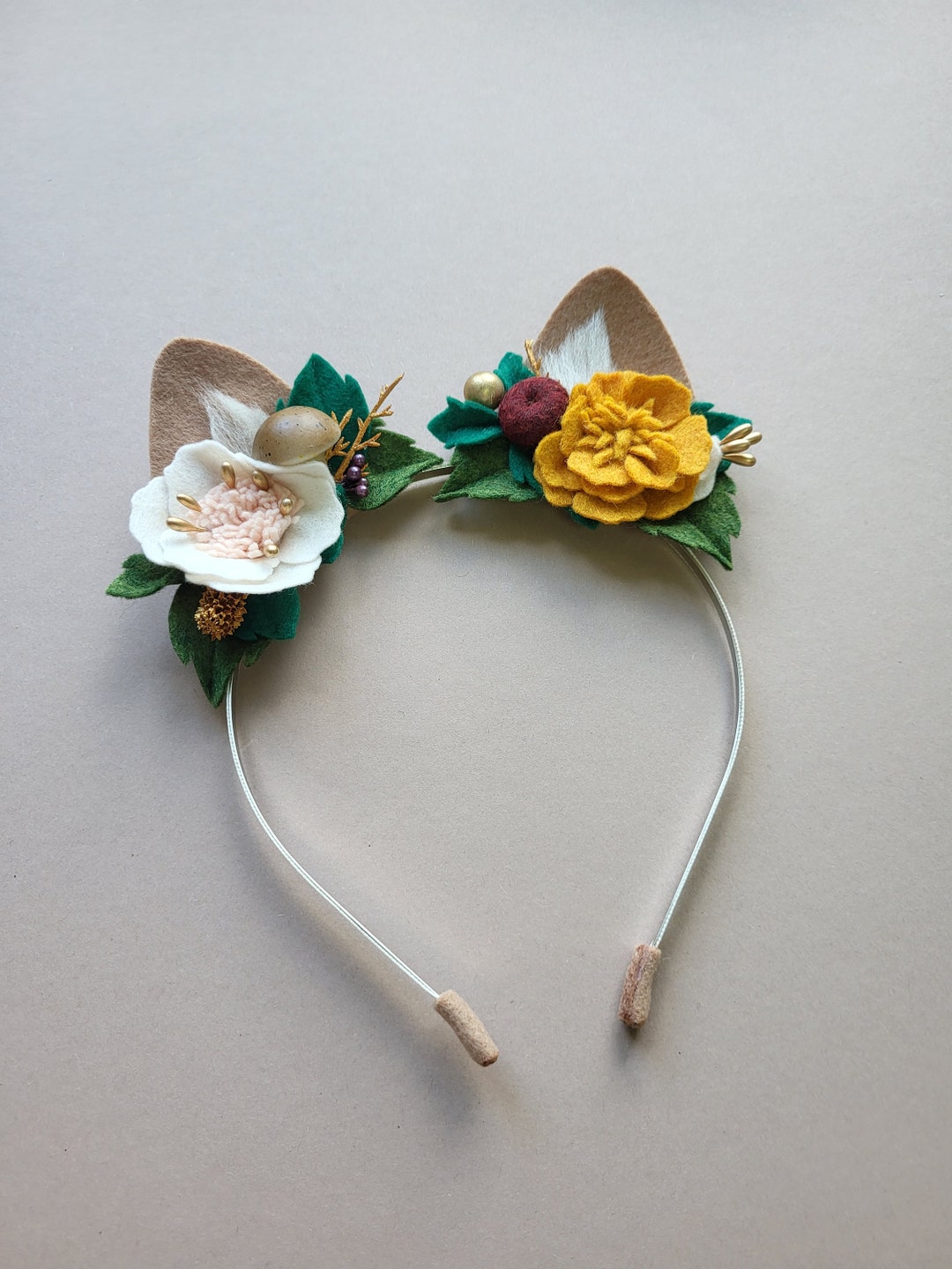 Cat Flower Crown With Mushroom and Berries, Woodland Cat Headband ...