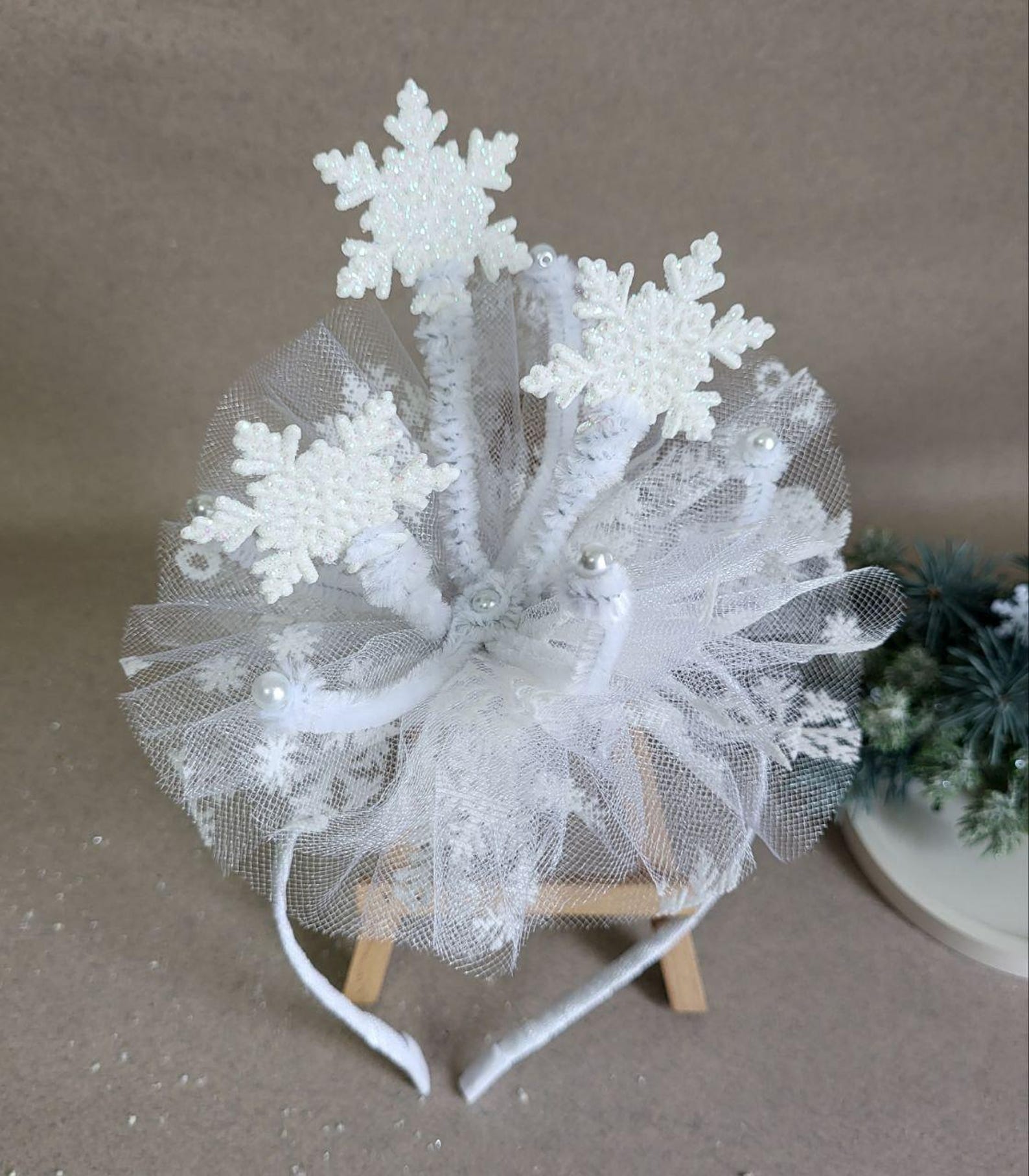 White Snowflake Headband, Snowflake Christmas Crown, Winter Shining ...