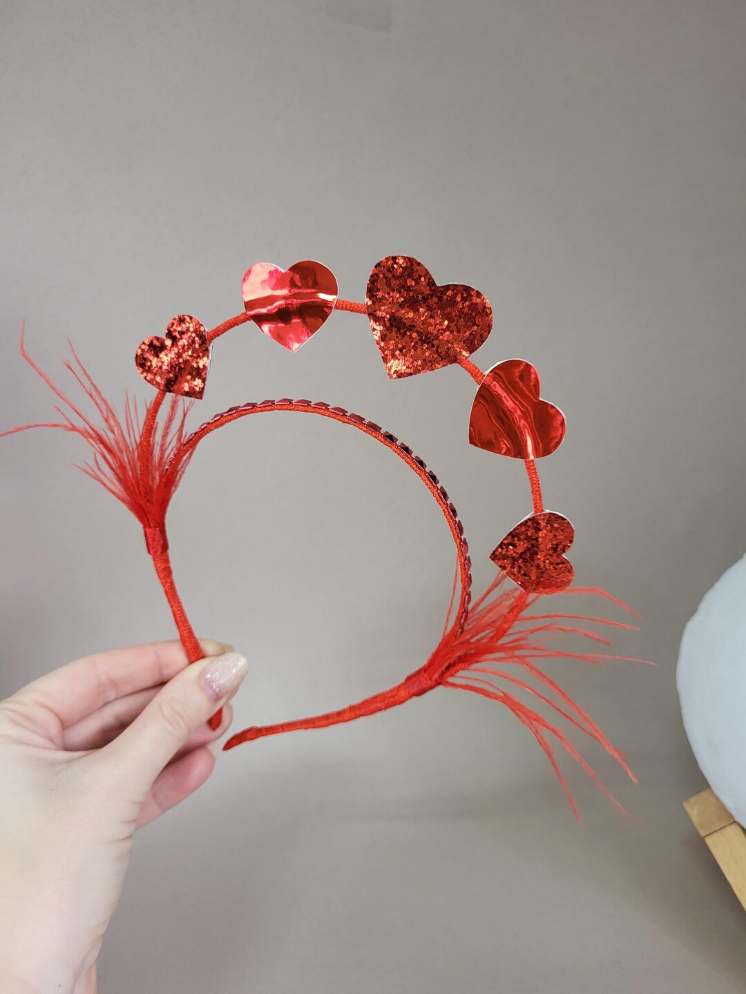 Valentines Day Crown With Red Feathers, Queen of Hearts Headband ...