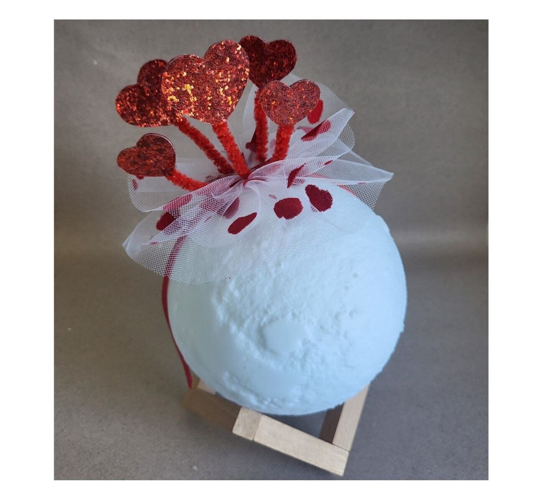 Queen of Hearts Headband With Shiny Glitter Hearts and Tulle, Valentine ...