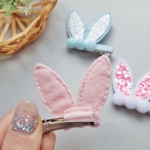 SET 2 Bunny Ears Hair Clips, Easter Bunny Hair Bow, Easter Hair Clips ...