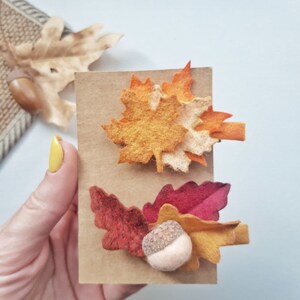 Maple Leaf Hairpin, Hairpin With Oak Leaves and Acorn, Autumn Clips ...
