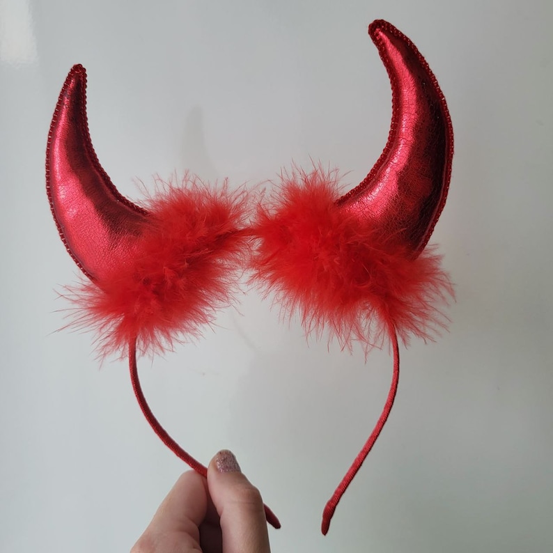 Red Devil Horns Headband Halloween Costume, Demon Horns Headpiece ...