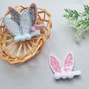 SET 2 Bunny Ears Hair Clips, Easter Bunny Hair Bow, Easter Hair Clips ...