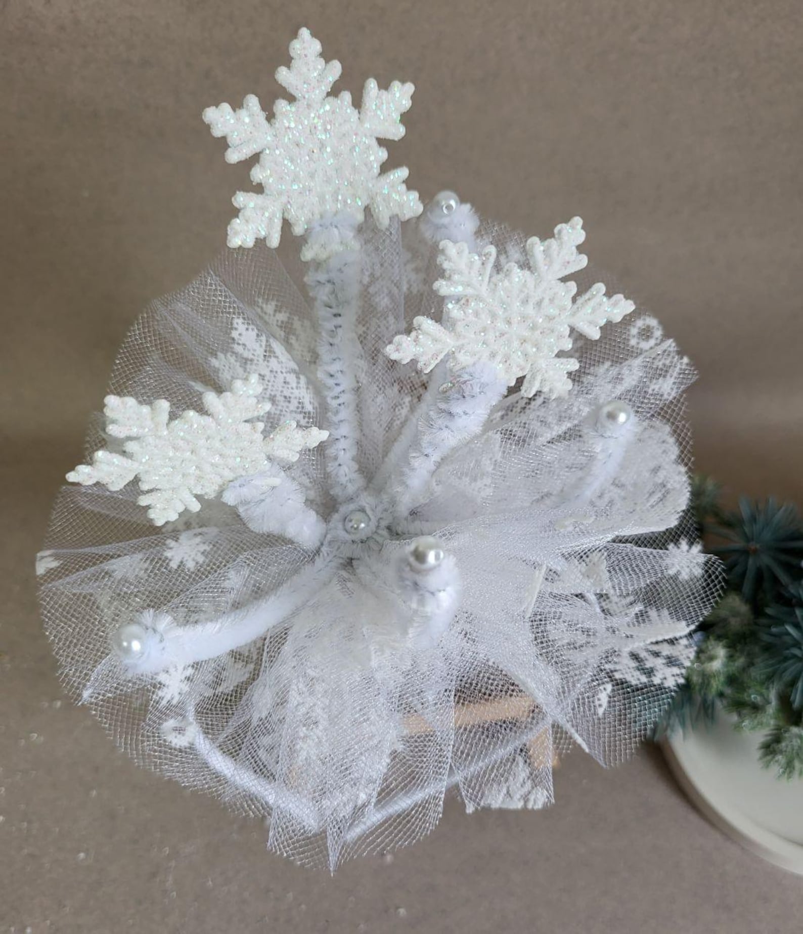 White Snowflake Headband, Snowflake Christmas Crown, Winter Shining ...