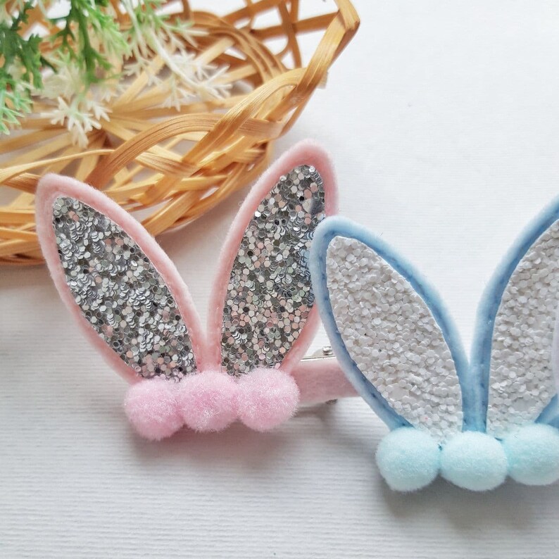 SET 2 Bunny Ears Hair Clips, Easter Bunny Hair Bow, Easter Hair Clips ...