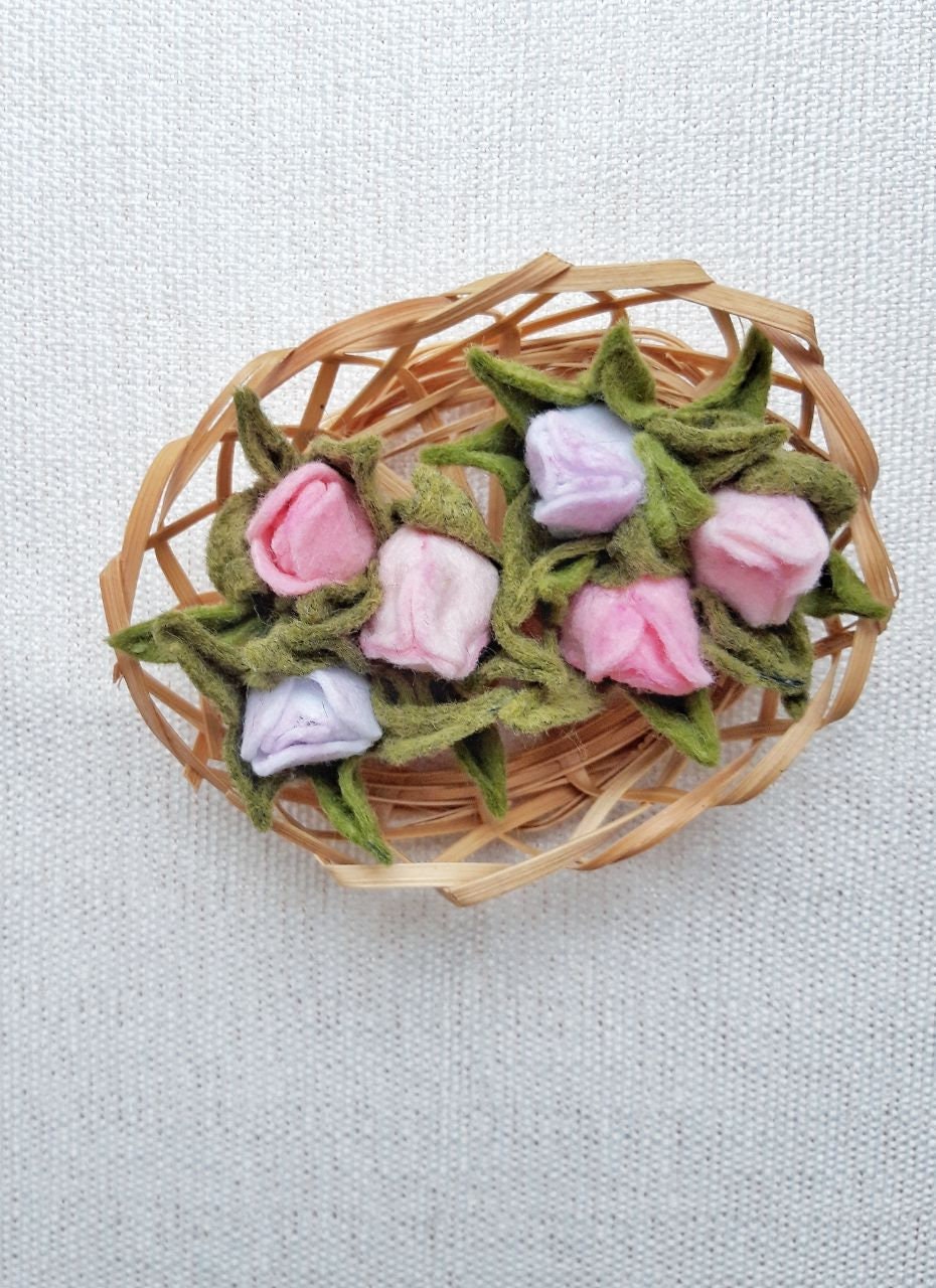 Pink and White Red Felt Tulips Hair Clips, Girls Spring Hair ...