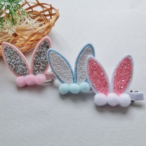 SET 2 Bunny Ears Hair Clips, Easter Bunny Hair Bow, Easter Hair Clips ...