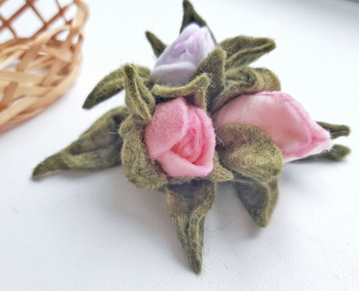 Pink and White Red Felt Tulips Hair Clips, Girls Spring Hair ...
