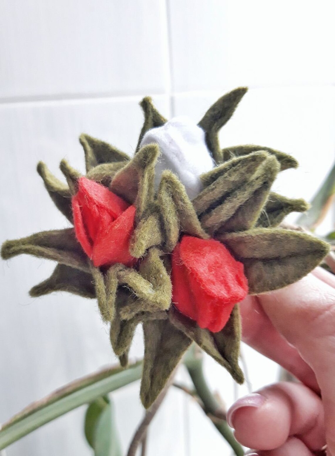 Pink and White Red Felt Tulips Hair Clips, Girls Spring Hair ...