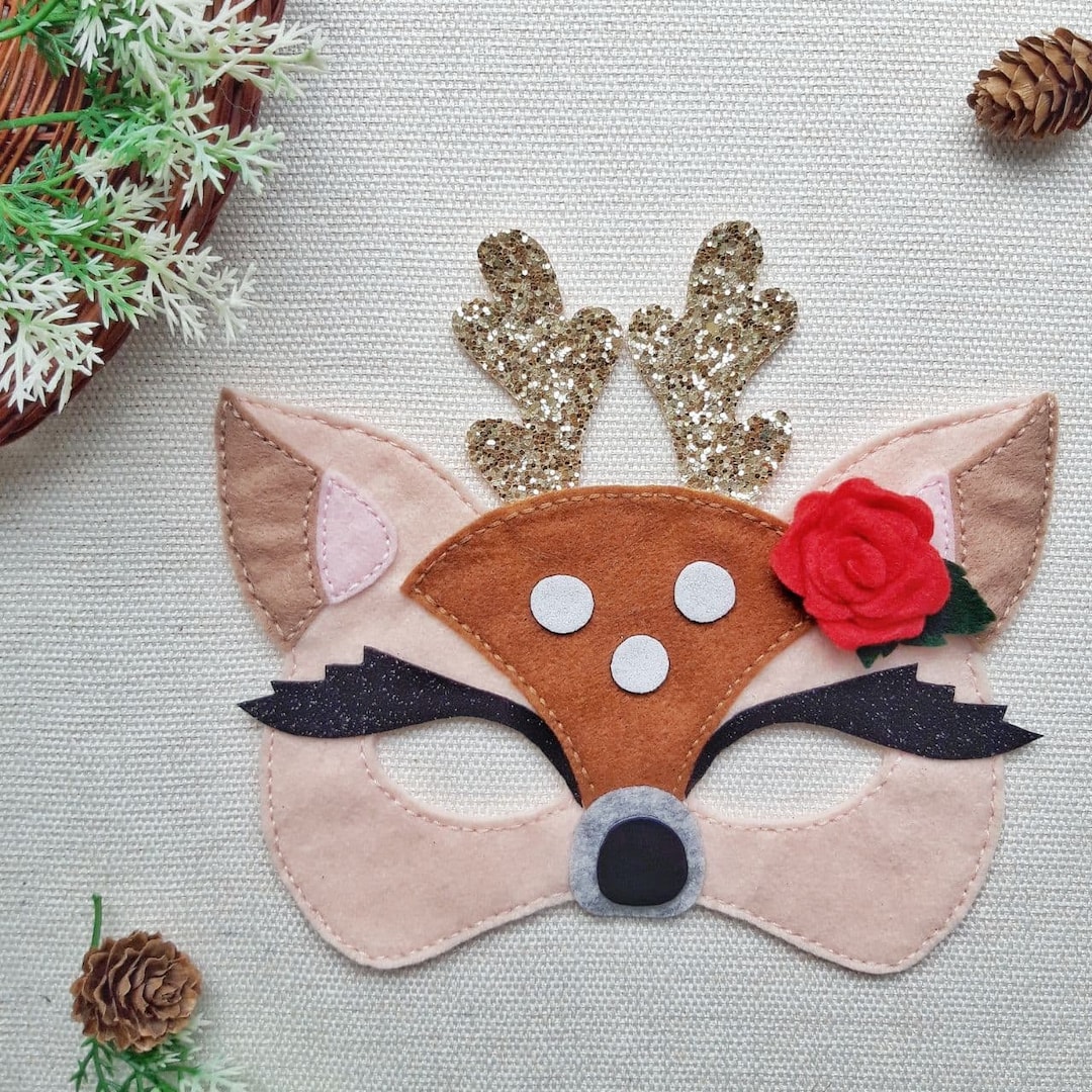 Felt Christmas Deer Mask Сhild carnaval mask Сhristmas mask for ...
