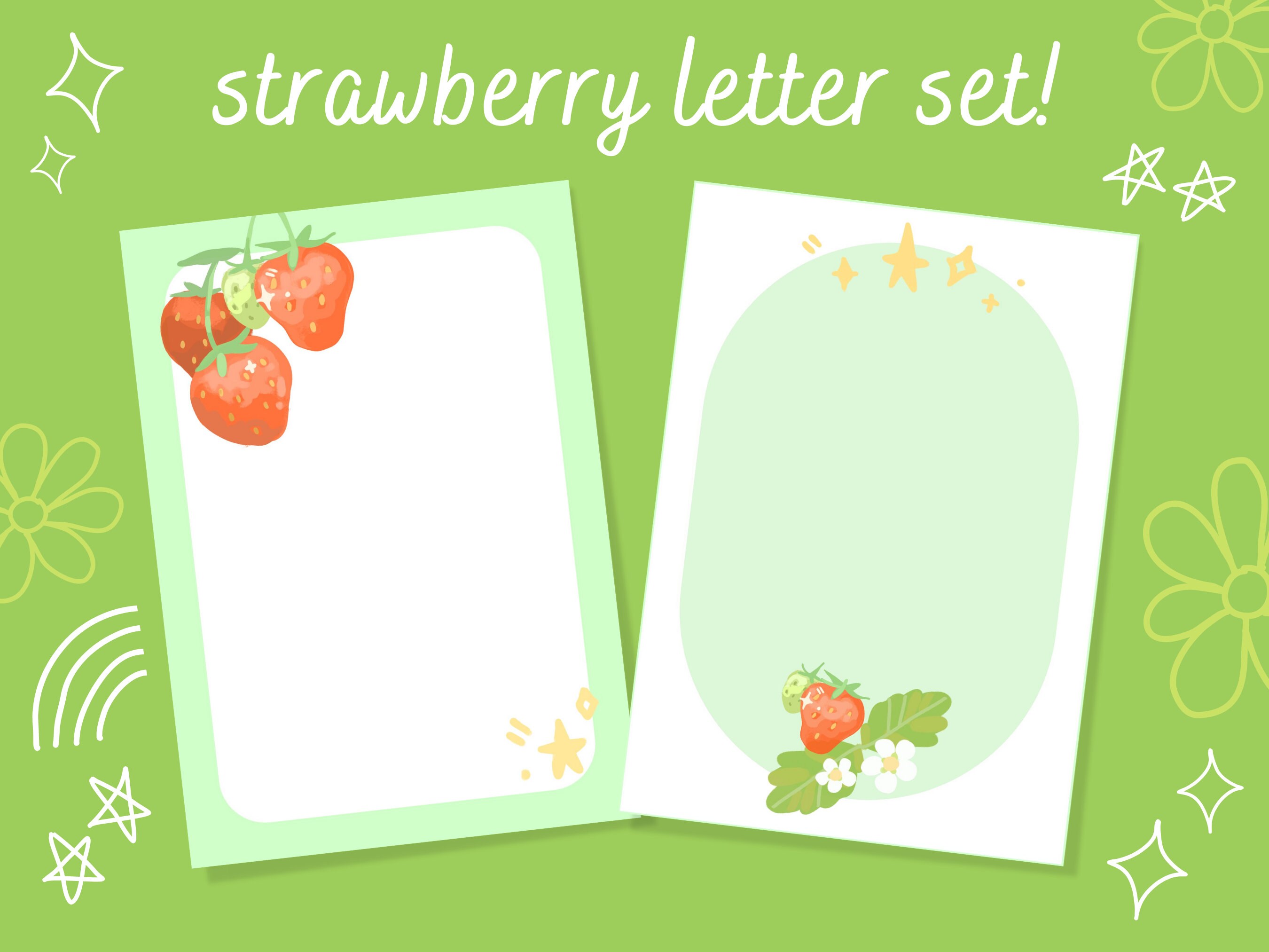 Printable Strawberry Letter Writing Set Cottagecore Pen Pal - Etsy UK