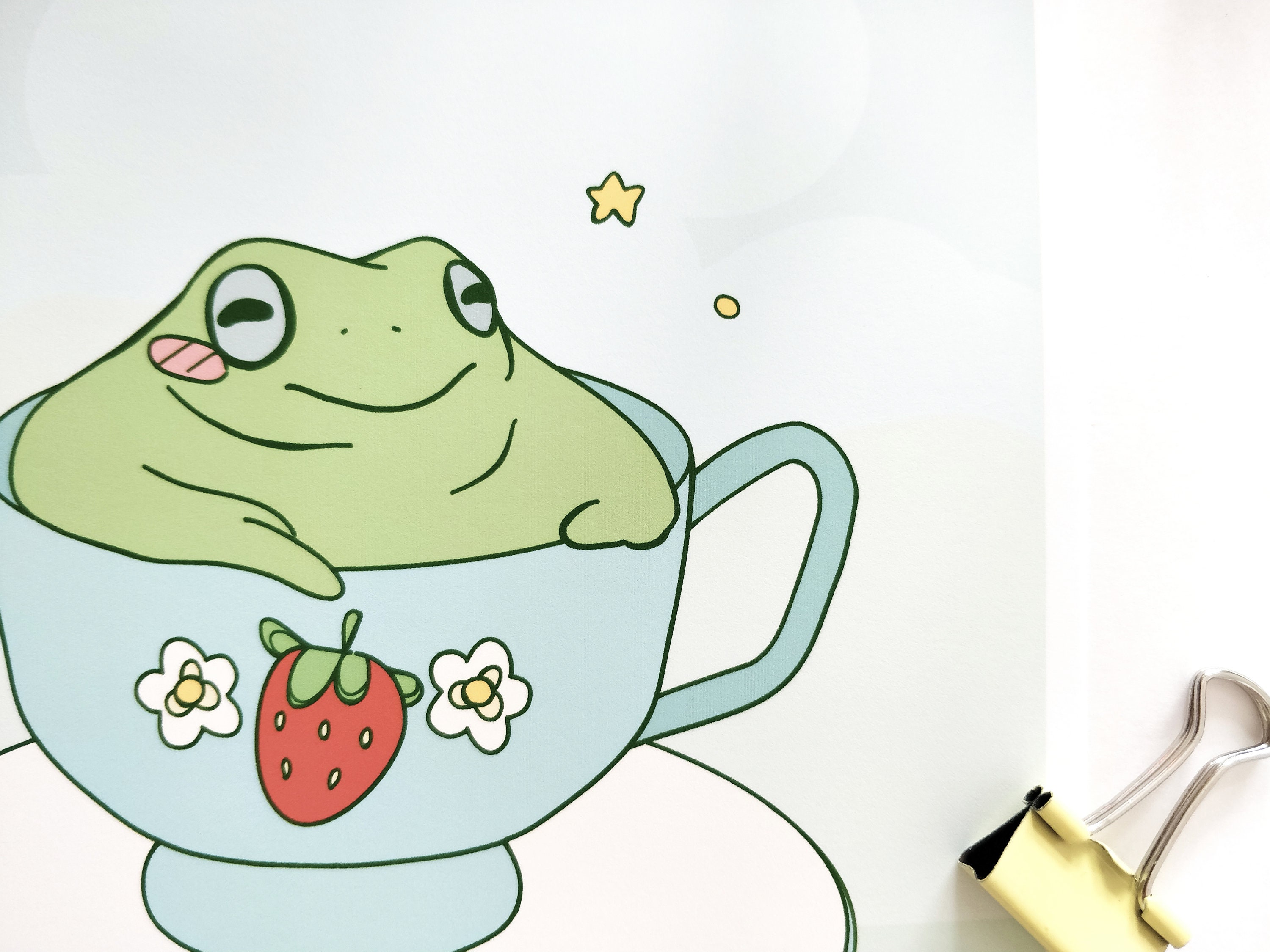 Frog Teacup Print A5 Cottagecore Print Illustrated Frogs - Etsy UK