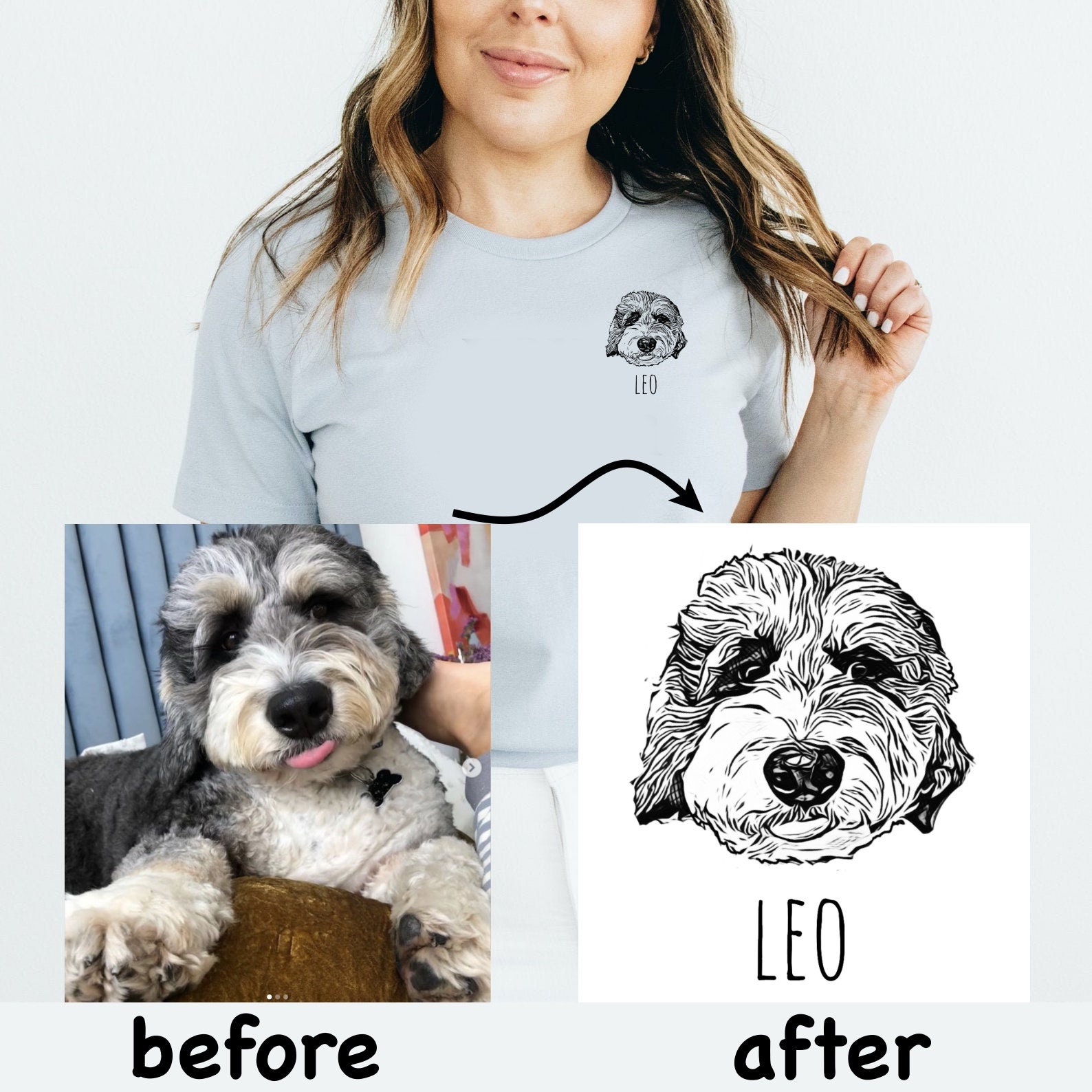 Custom Pet Portrait T-shirt Personalized Pet Shirt Made | Etsy