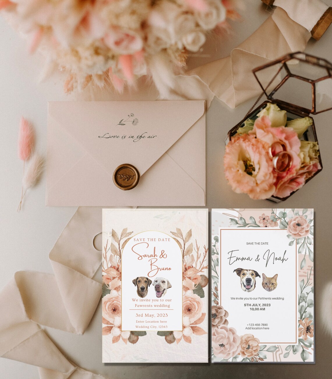 Custom Wedding Invitation With Dog Face Digital Pet Wedding - Etsy