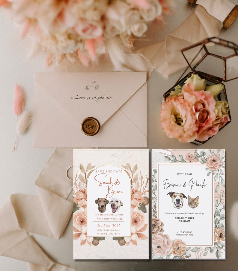 Custom Wedding Invitation With Dog Face Digital Pet Wedding - Etsy