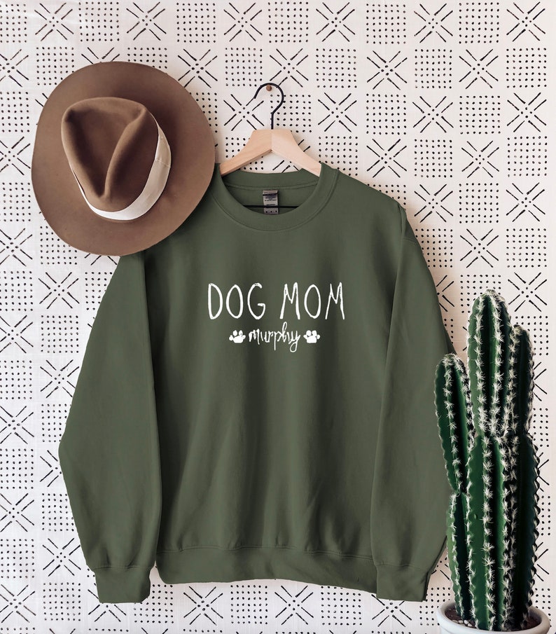 Custom EMBROIDERED Dog Mom Sweatshirt With Dog Name Dog Mom - Etsy