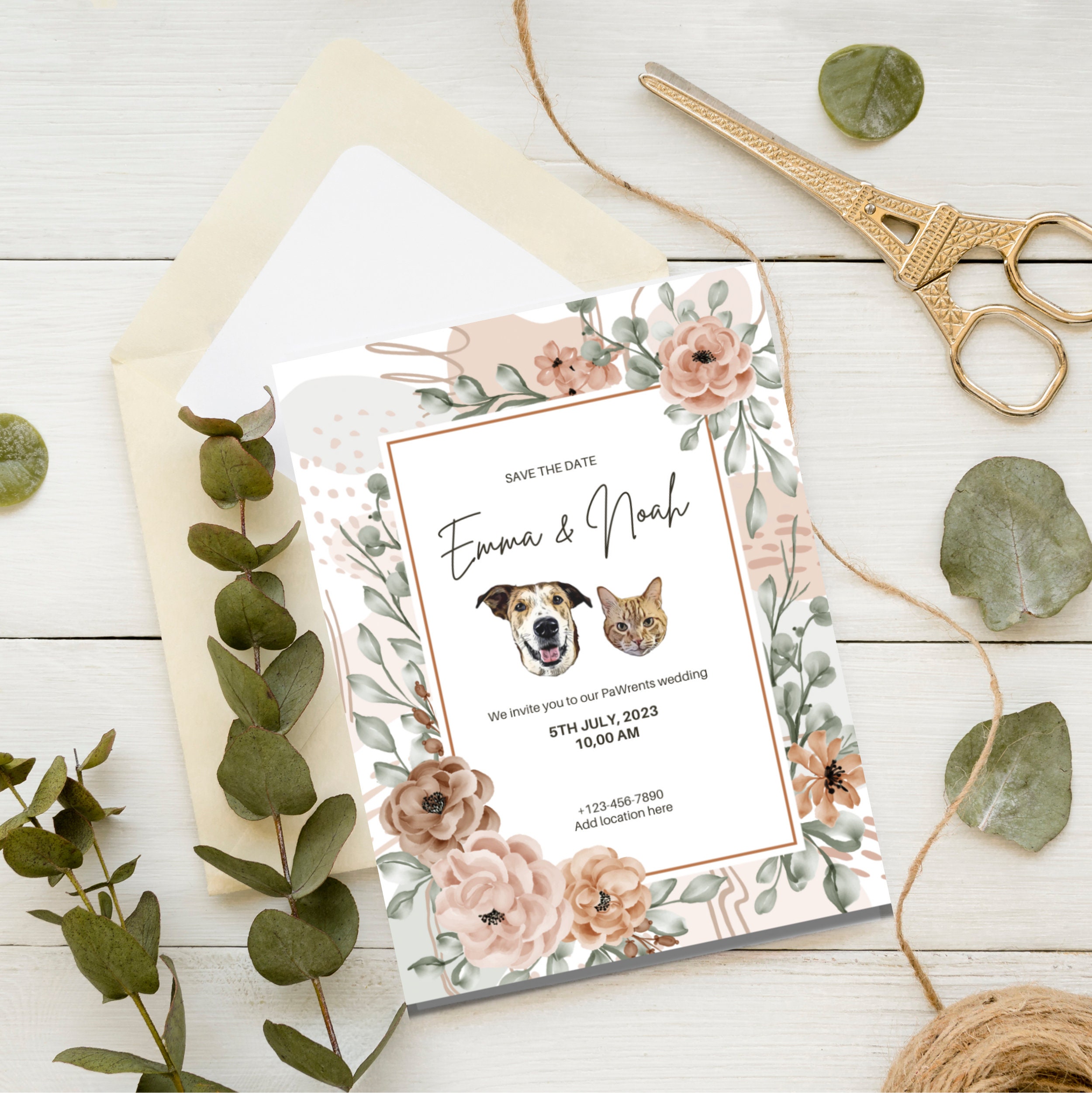 Custom Wedding Invitation With Dog Face Digital Pet Wedding - Etsy