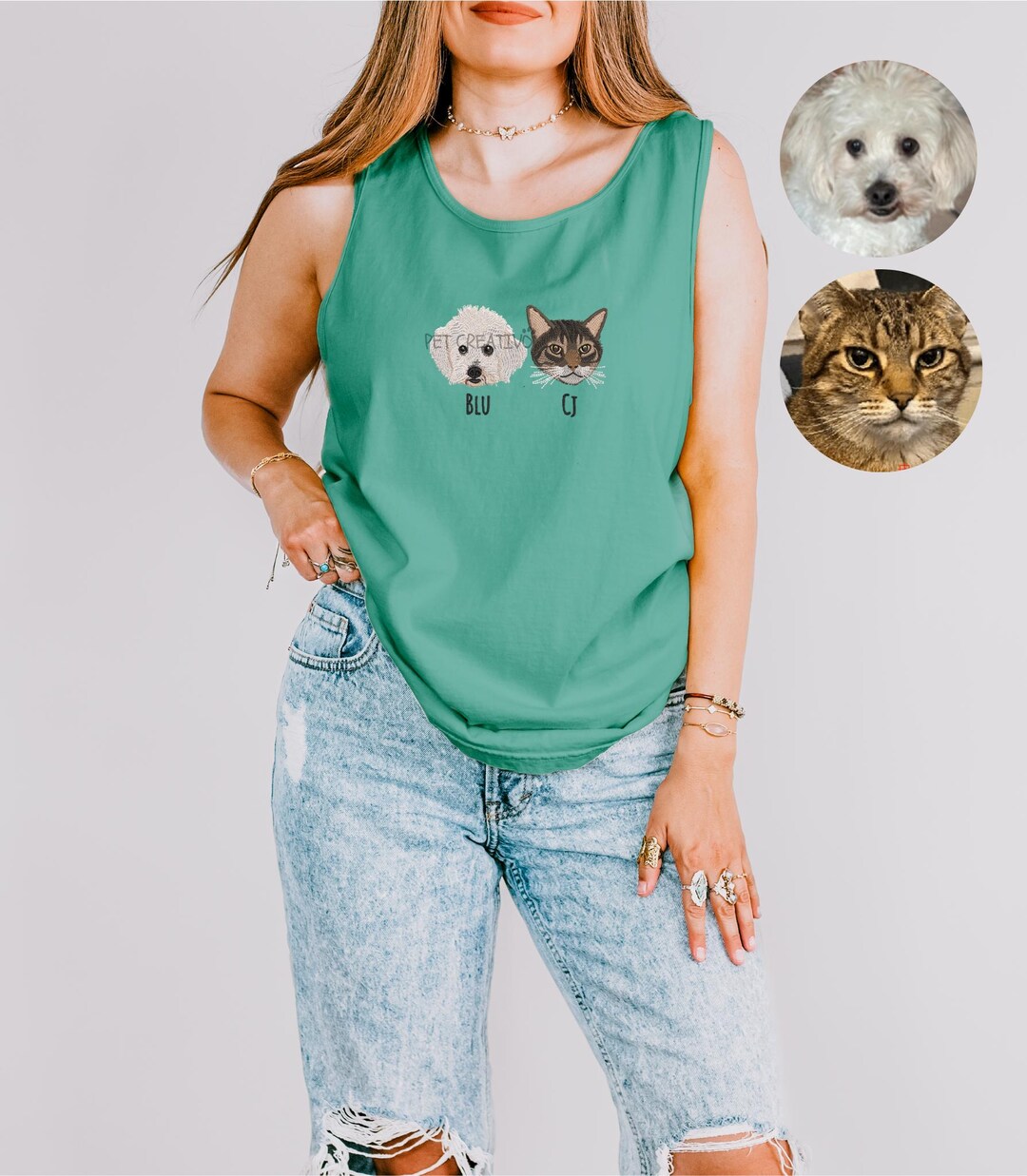 Custom EMBROIDERED Pet Tank Top Comfort Colors®, Summer Clothing, Dog ...