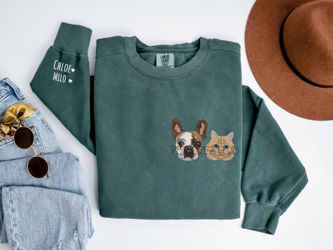 EMBROIDERED Pet Portrait Sweatshirt Comfort Colors®, Custom Dog ...