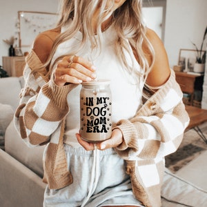 In My Dog Mom Era Iced Coffee Cup With Bamboo Lid, Dog Mom Glass Mug ...