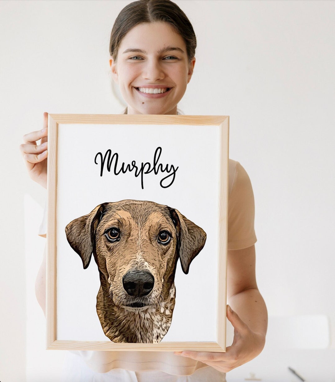 Custom Pet Portrait, Personalized Dog Portrait From Photo Framed or ...