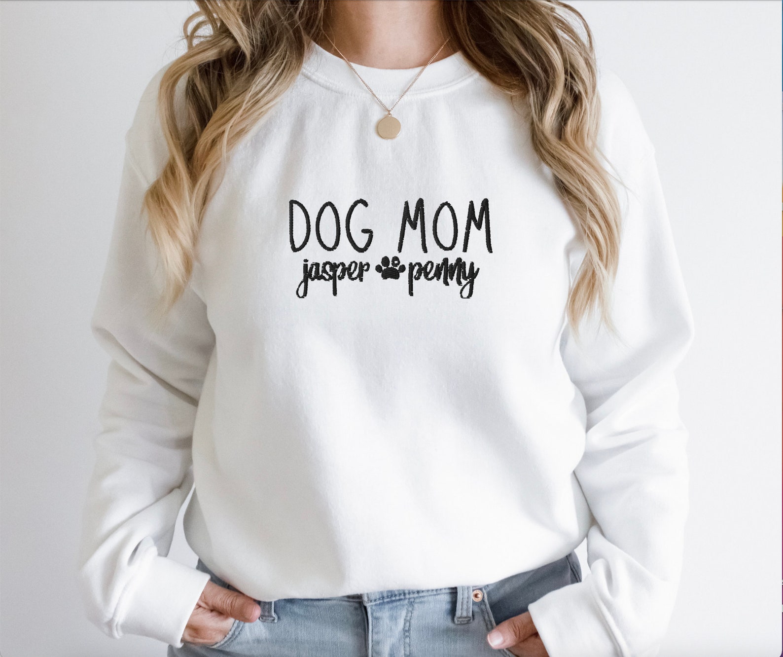 Custom EMBROIDERED Dog Mom Sweatshirt With Dog Name Dog Mom - Etsy