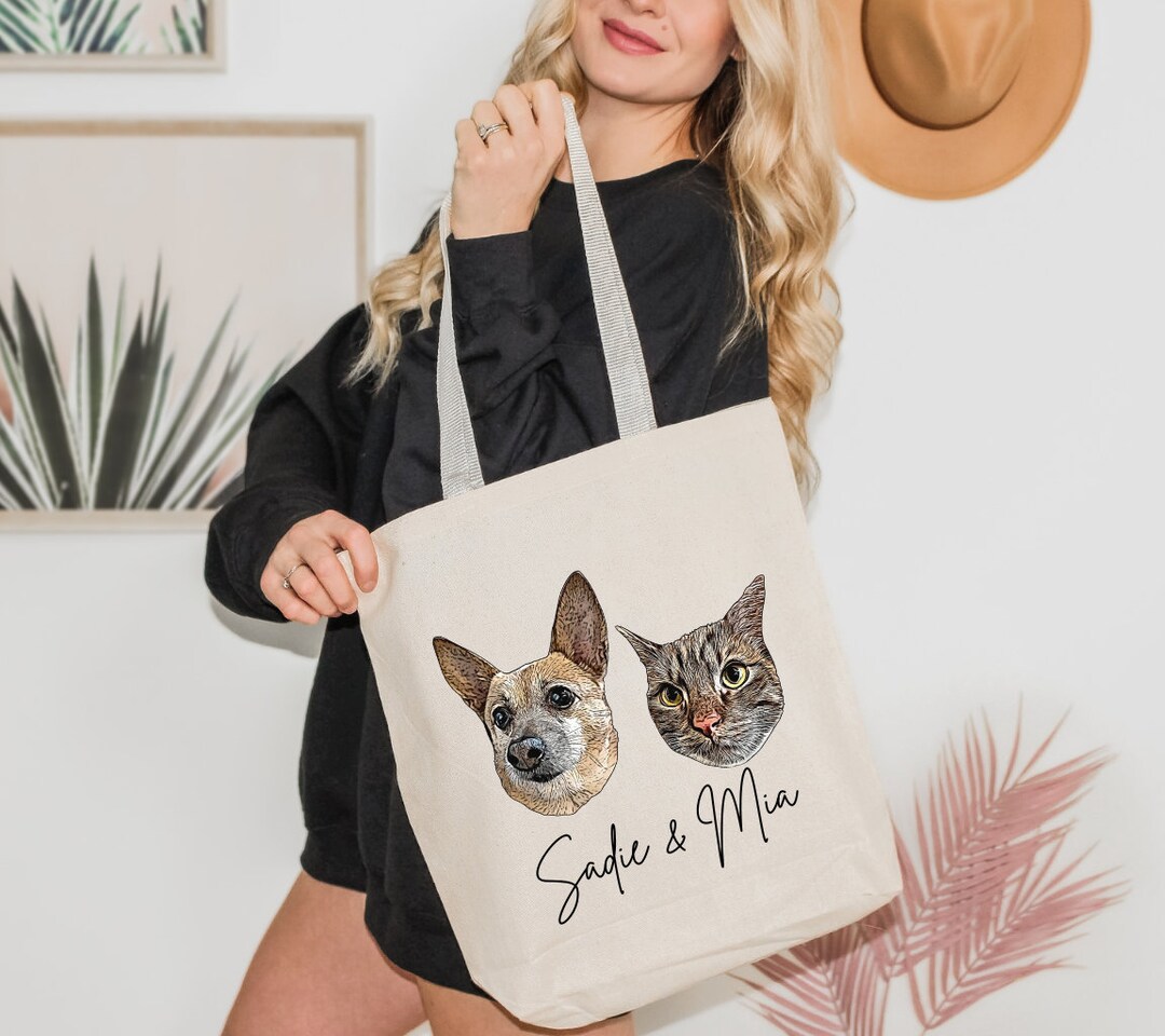 Custom Pet Portrait Tote Bag: Personalized Dog Mom Gift - Etsy