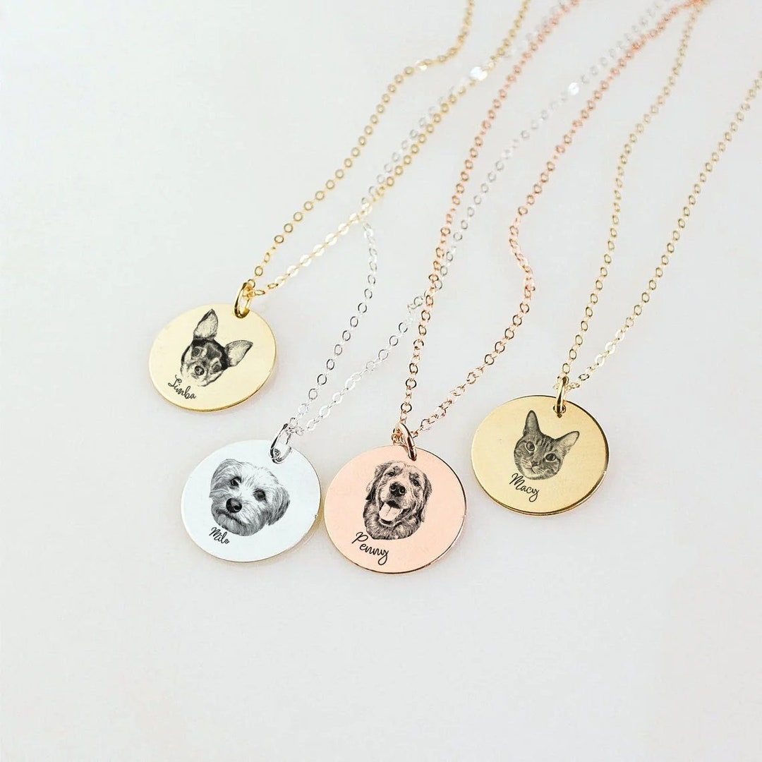 Custom Pet Portrait Necklace From Photo, Personalized Dog Necklace, Dog ...