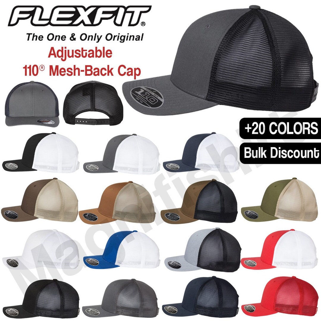 Flexfit Original Trucker Cap - 110® Custom Flexfit Hat - Adjustable Baseball Cap Blank ...