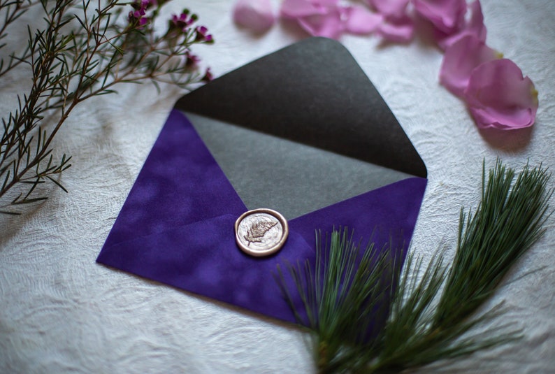 Exclusive violet velvet envelopes C6 | Etsy