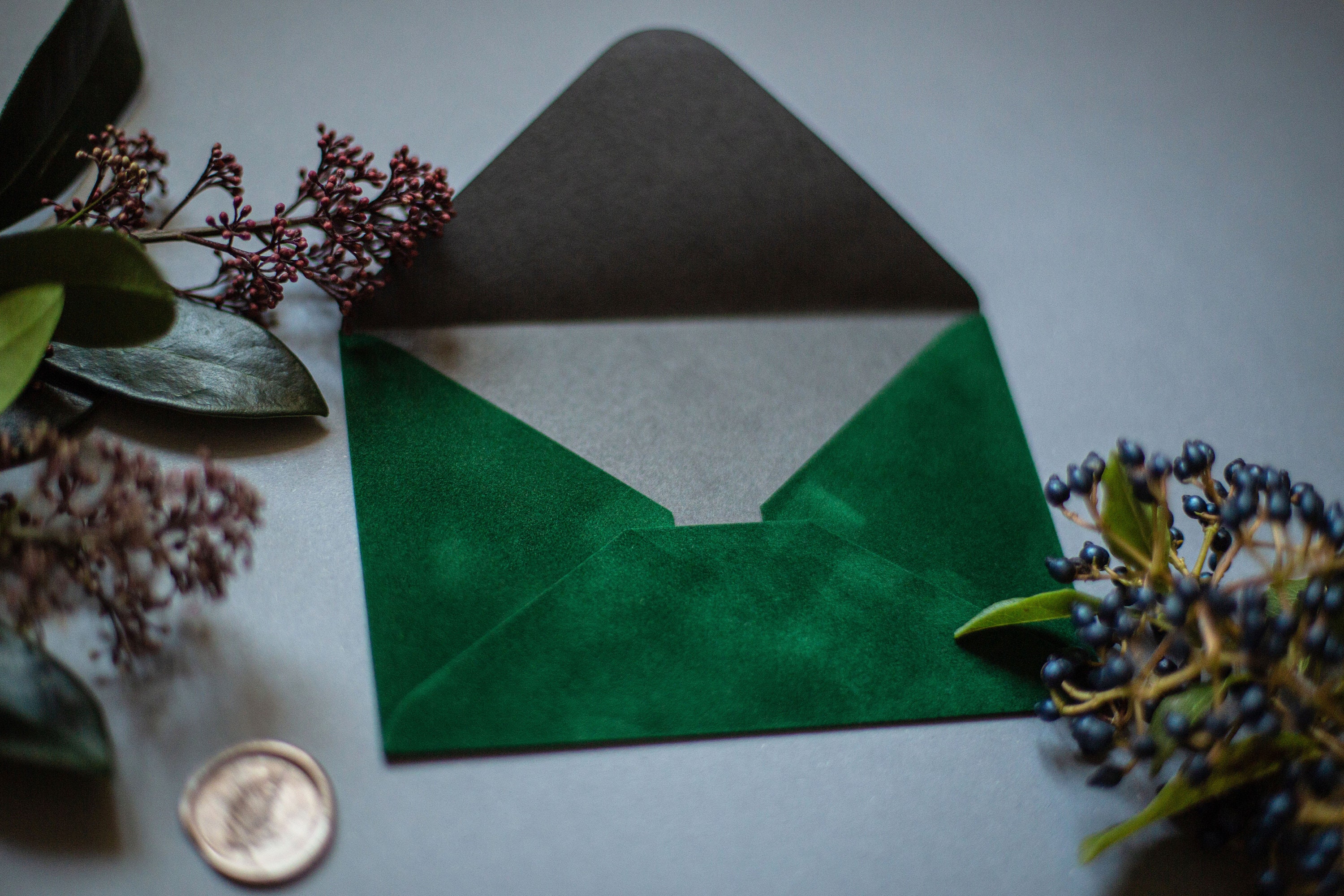 Exclusive Forest Green Velvet Envelopes C6 - Etsy
