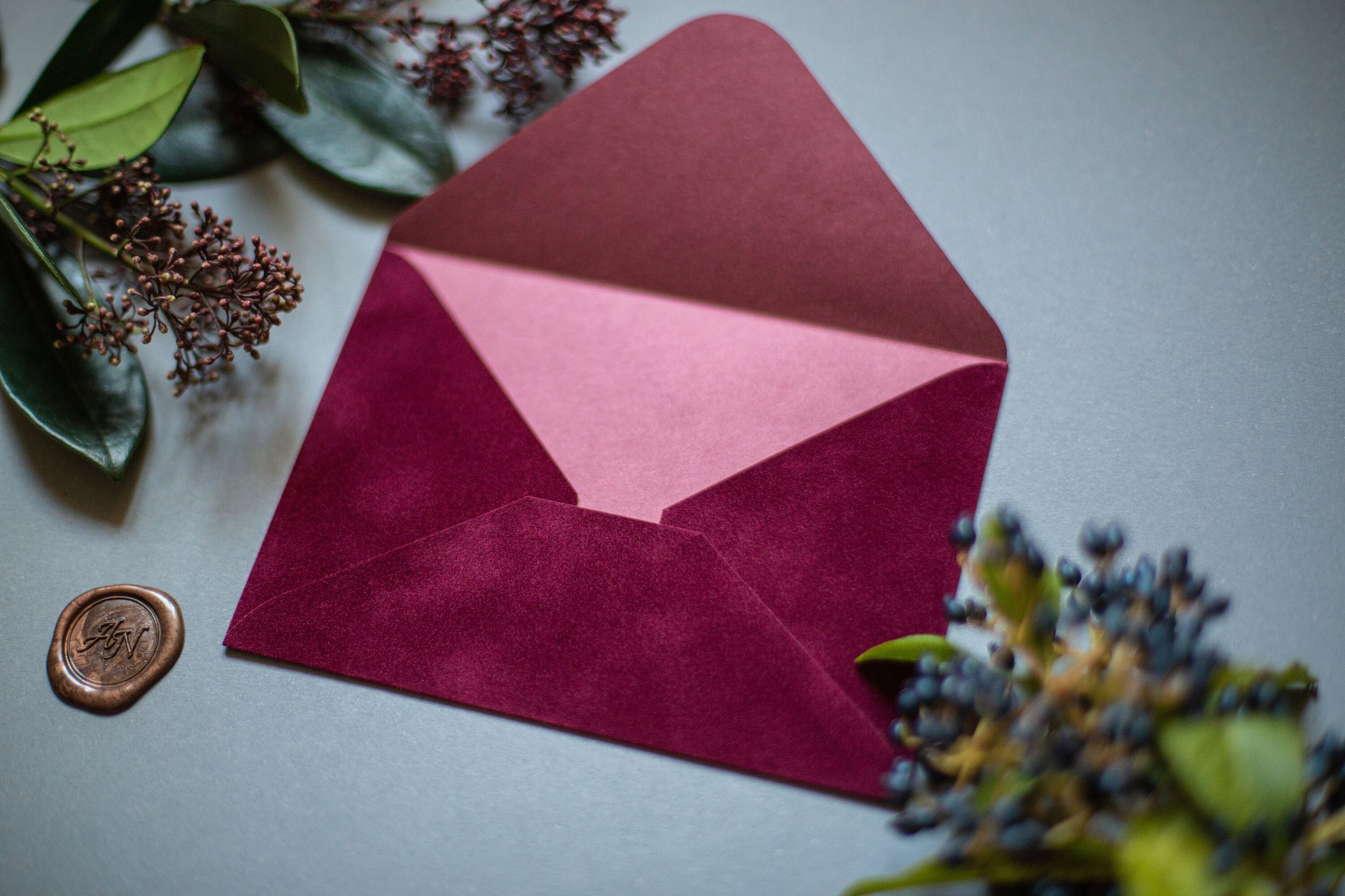 Exclusive Plum Red Velvet Envelopes C6 - Etsy