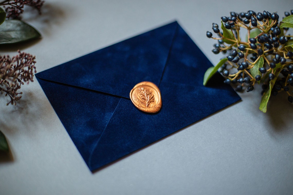 Exclusive Navy Blue Velvet Envelopes C6 - Etsy