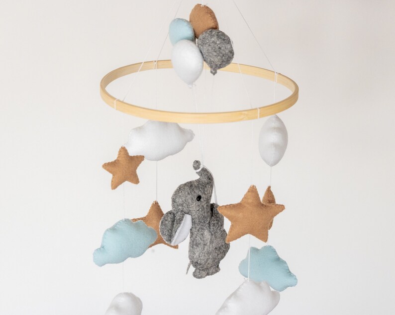 Elephant Baby Mobile Felted Elephant Crib Mobile for Nursery - Etsy