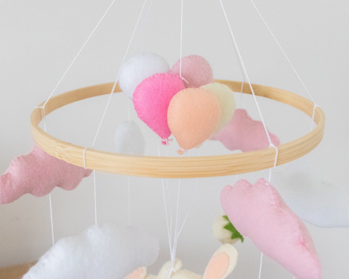 Baby Mobile Girl Bunny Baby Mobile Pink Nursery Decor | Etsy