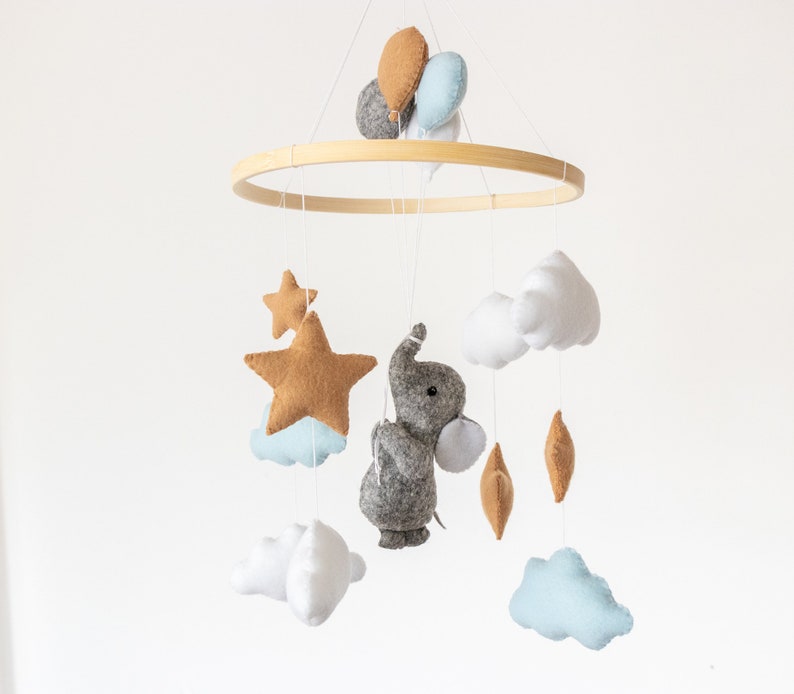 Elephant Baby Mobile Felted Elephant Crib Mobile for Nursery - Etsy