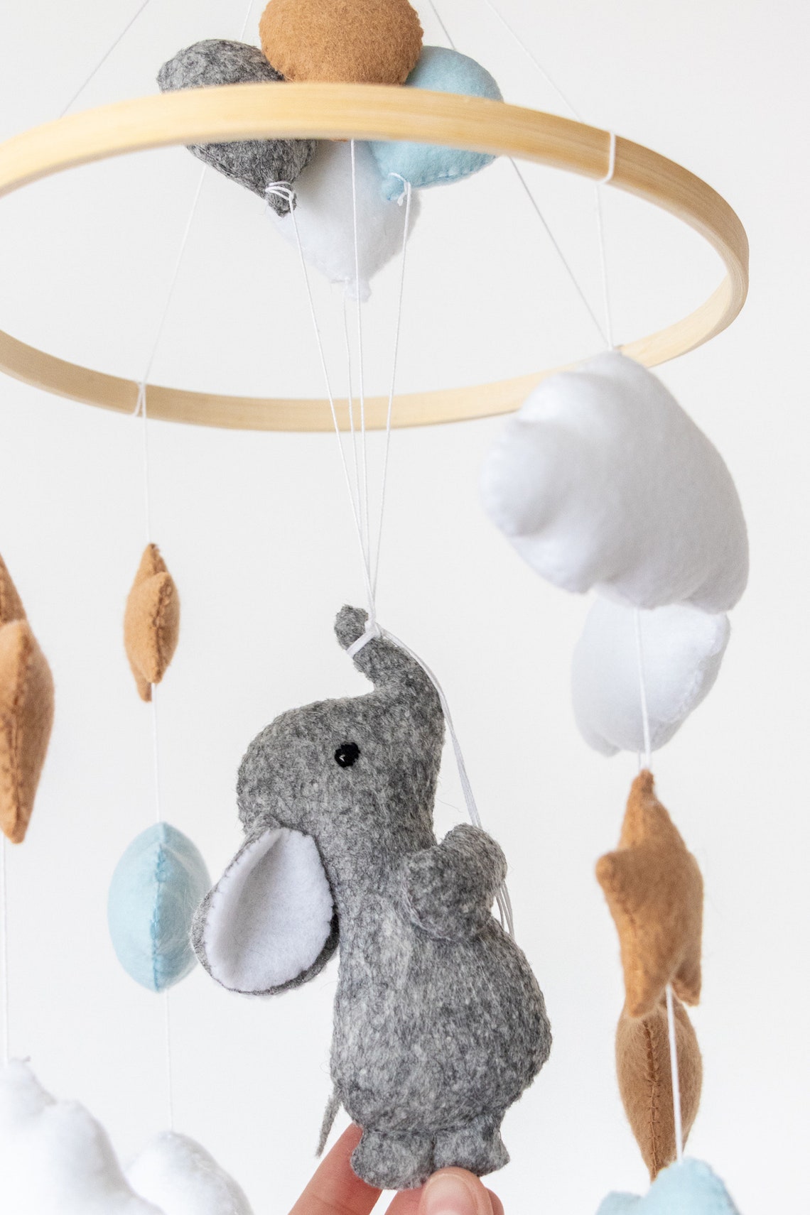 Elephant Baby Mobile Felted Elephant Crib Mobile for Nursery - Etsy