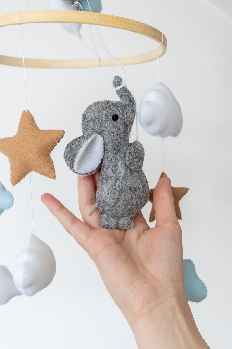 Elephant Baby Mobile Felted Elephant Crib Mobile for Nursery - Etsy