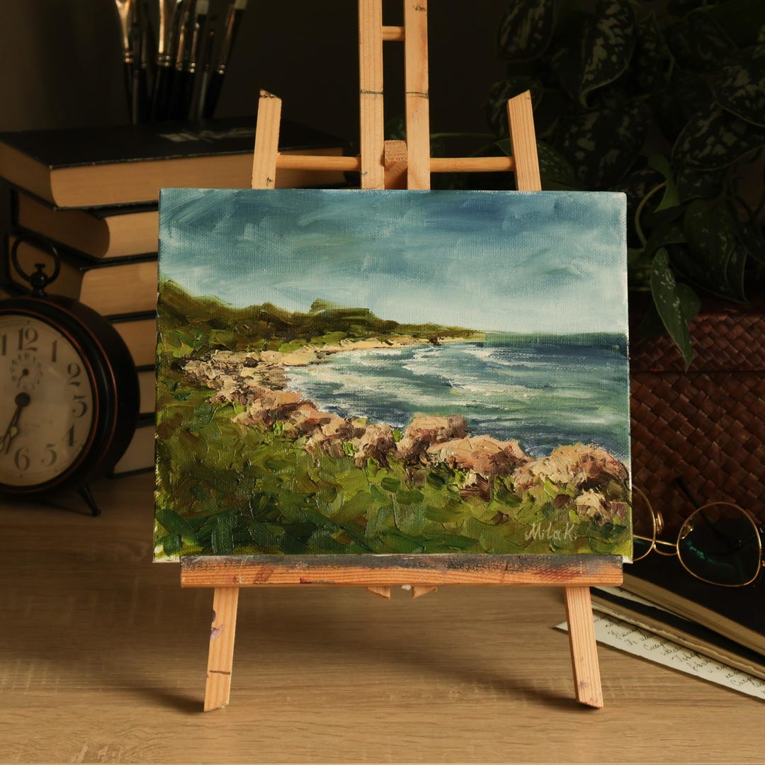 Original Rocky Coastline Oil Painting 8x10: Serene Coastal Wall Art - Etsy