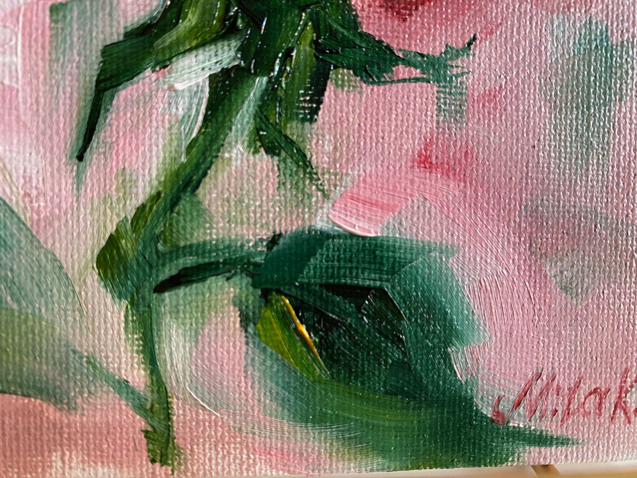 Red Rose Beautiful Small Oil Painting, Flower Wall Art, Botanical ...