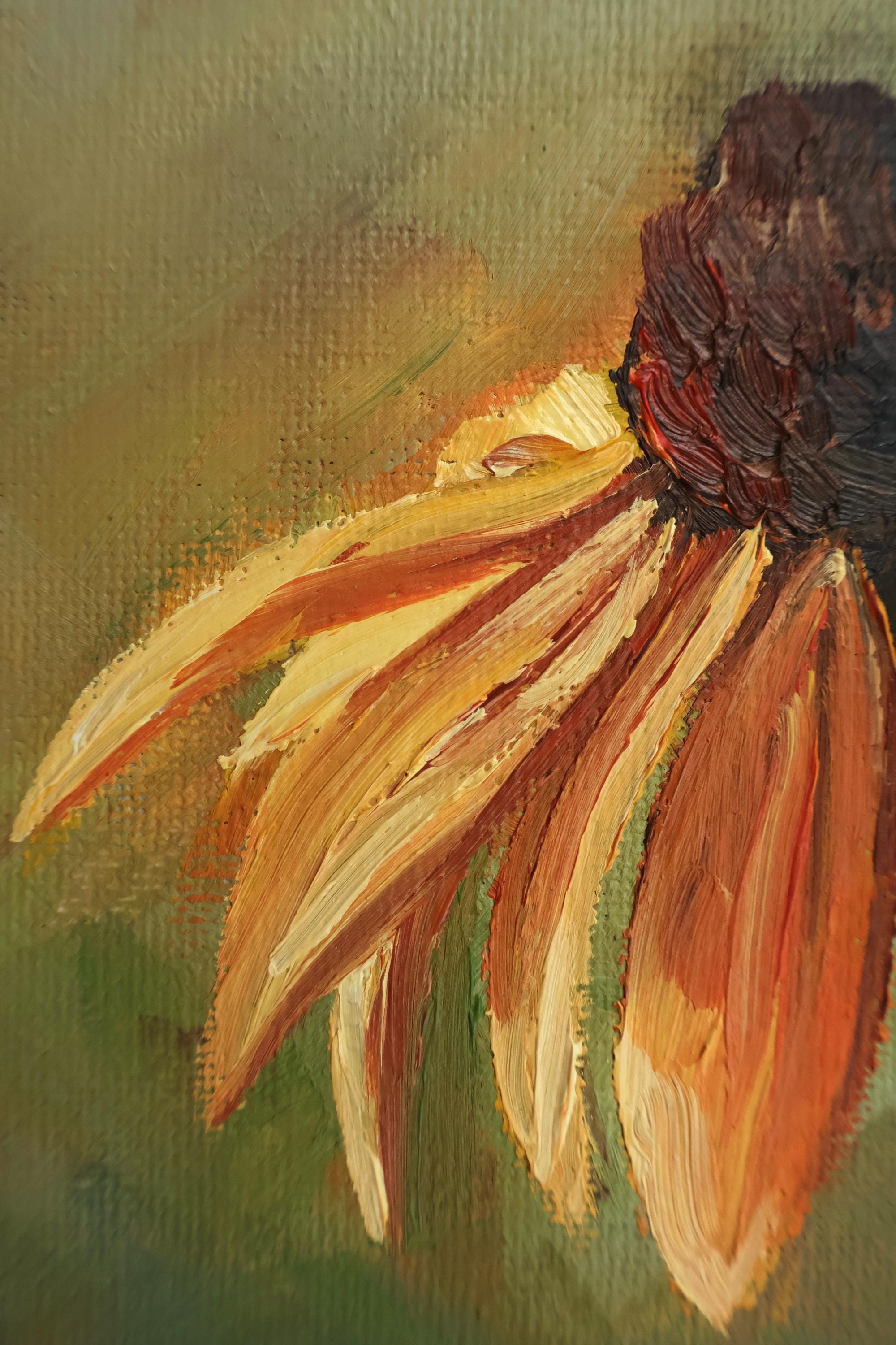 Yellow Coneflower Oil Painting/ Original Flower Art/ Floral Home Decor ...