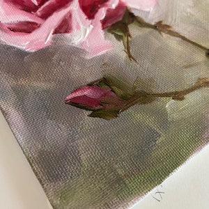 Rose Small Mini Oil Painting/ Pink Rose Colorful Flower Wall/ Art ...