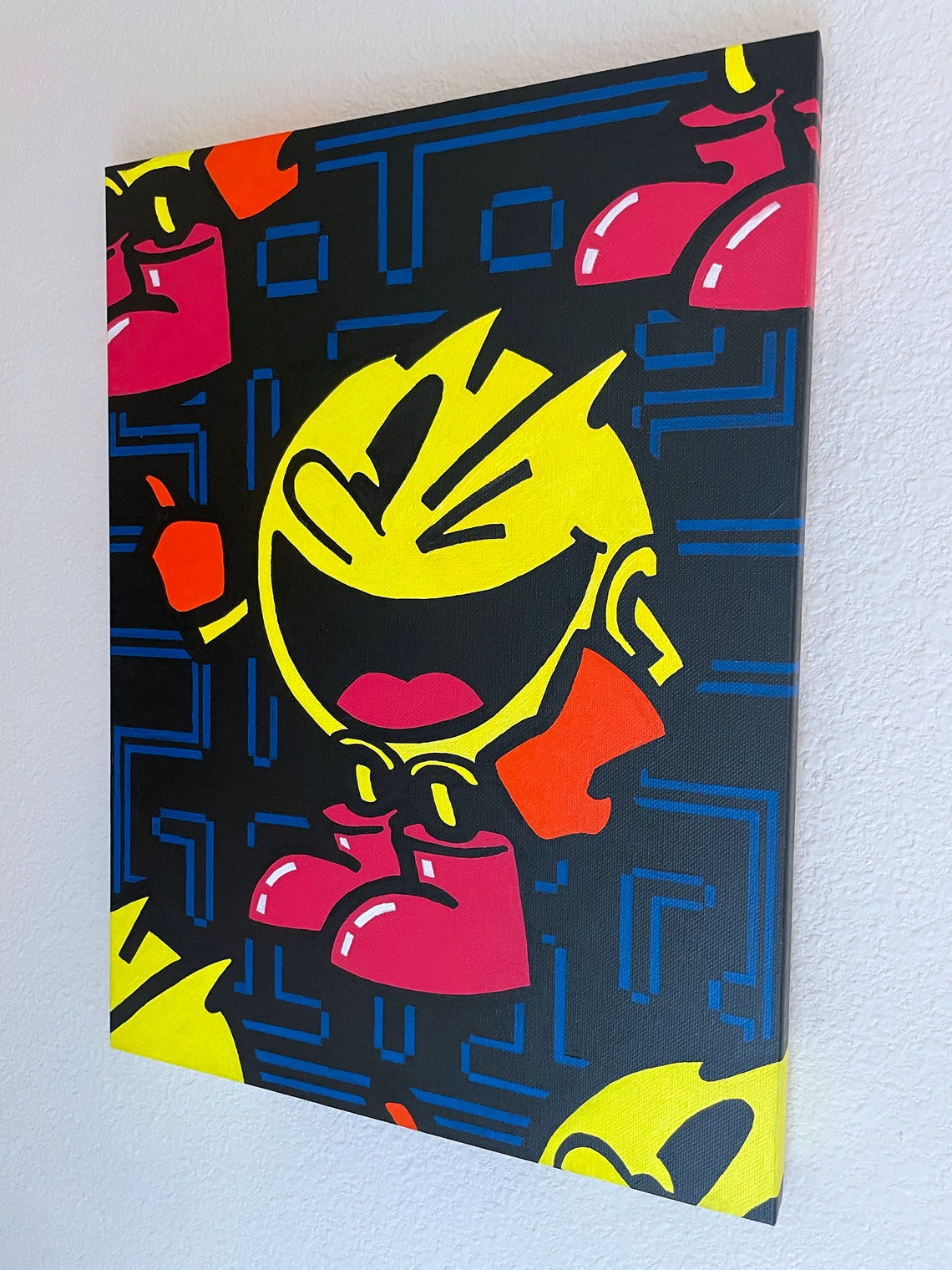 Pac-Man Custom Canvas Hand Painted Painting | Etsy