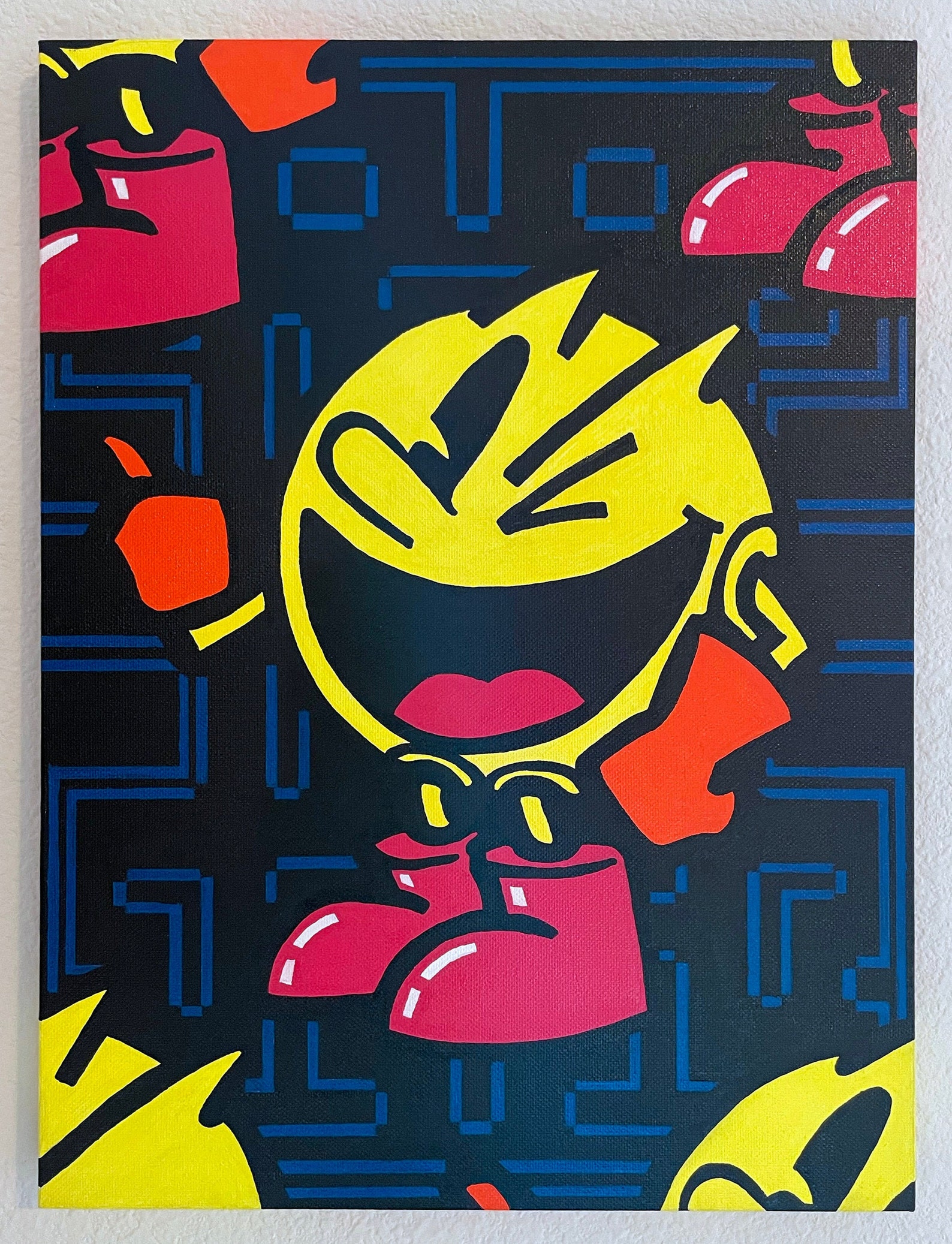 Pac-Man Custom Canvas Hand Painted Painting | Etsy